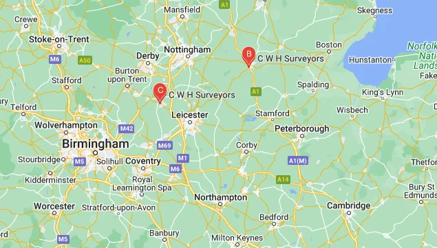 Areas We Cover West Midlands & East Midlands - CWH Surveyors LLP